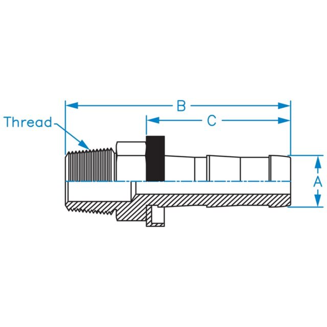 MP - Male Pipe NPTF Rigid Kurt-Loc - MP-08-08-PL - Kurt Hydraulics