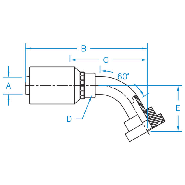 Code 61 Flange 60° Bent Tube Rigid - C6160-20-20-JJ - Kurt Hydraulics