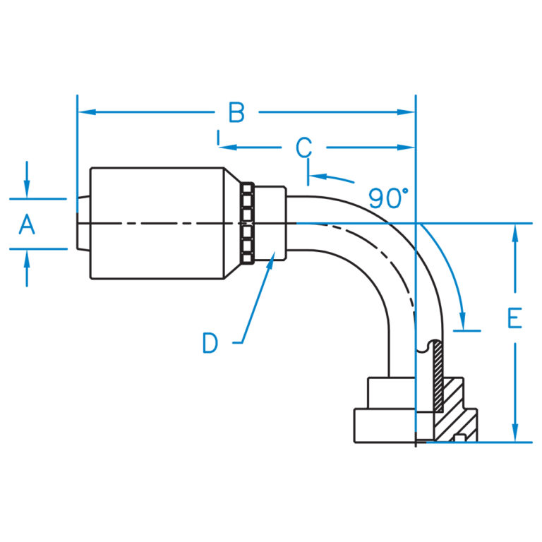 Cat Flange 90° Bent Tube Rigid - CAT90-20-20-JJ - Kurt Hydraulics