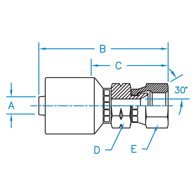 Komatsu JIS 30° Seat Female Swivel - F-KOMX-04-14-W - Kurt Hydraulics